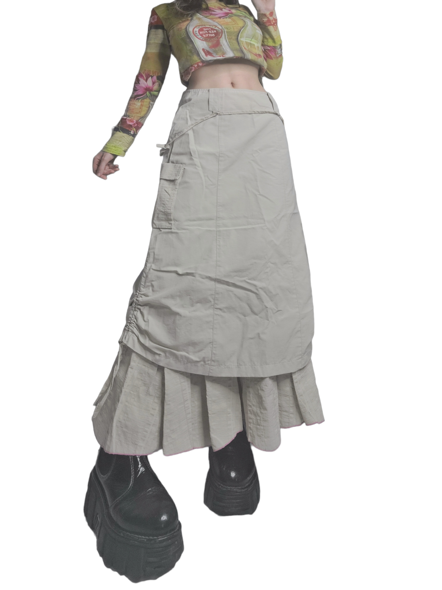 Maxi skirt acubi beige gorpcore – zimfriperie